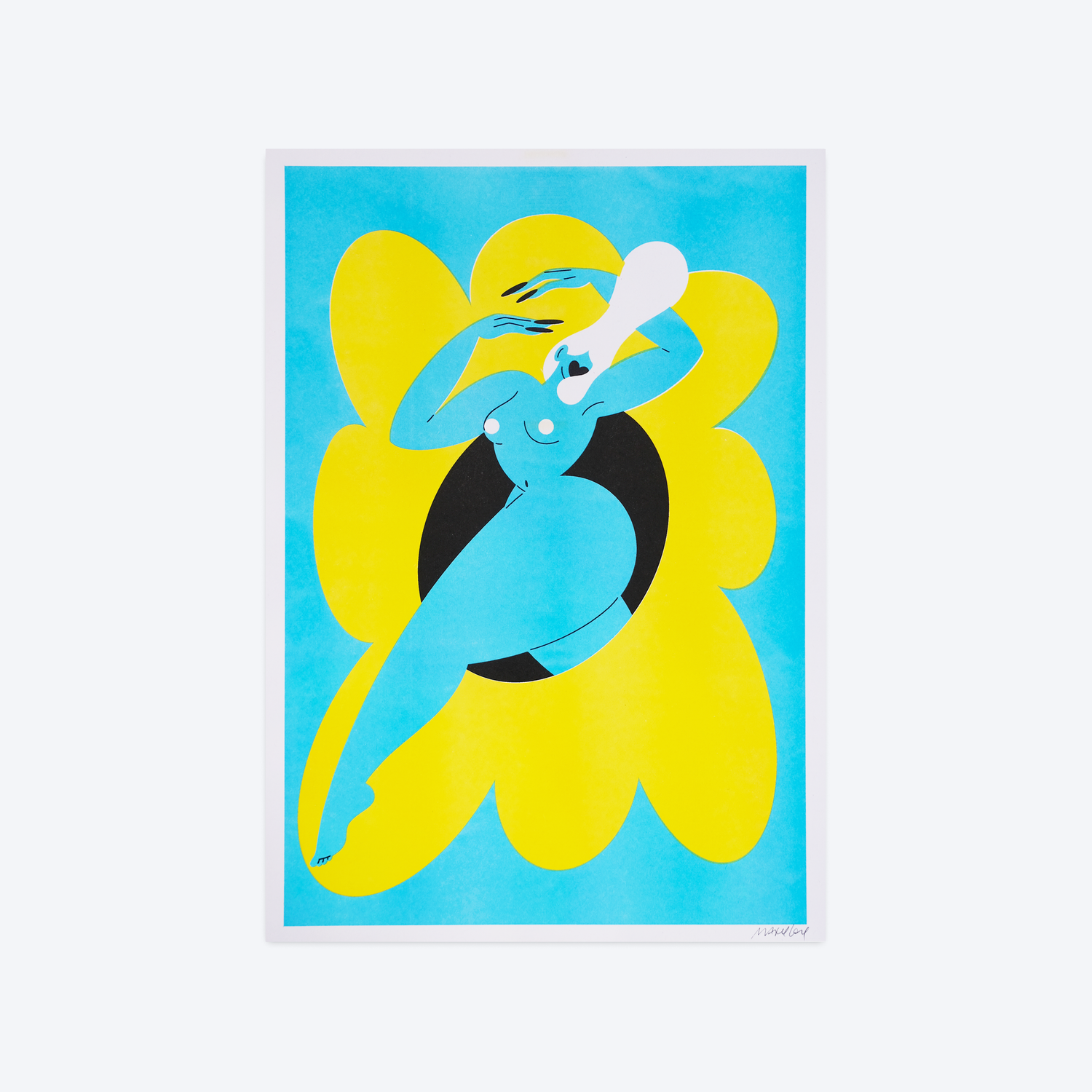 Marylou Faure - Flower Blue, Riso Print